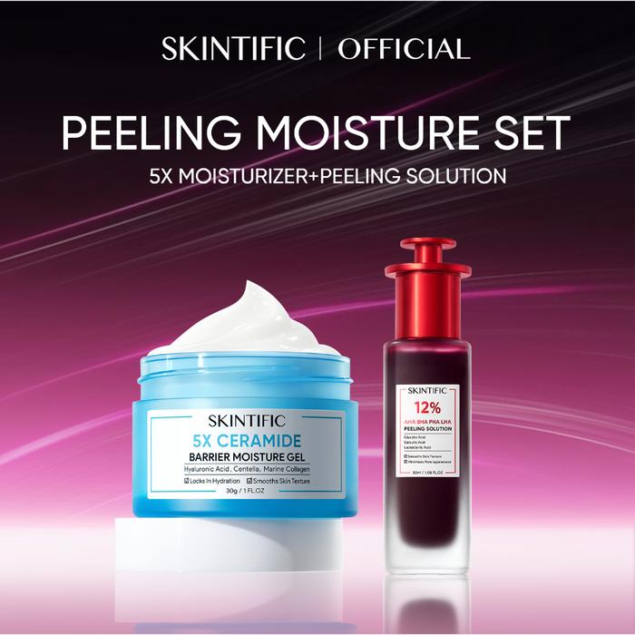Promo SKINTIFIC Bundle 2in1 Peeling dan Moisturizer - 2% AHA BHA PHA LHA Peeling Solution Serum ...