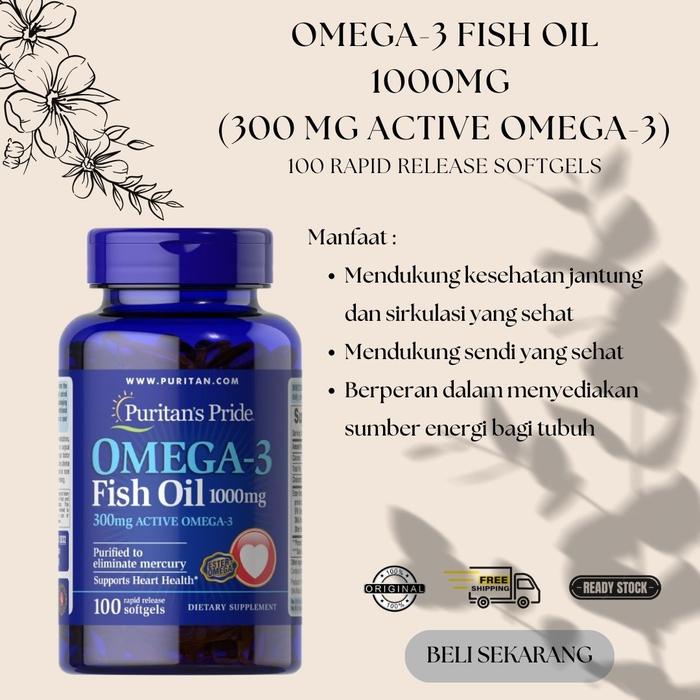 Promo Puritan's Pride Omega-3 Fish Oil 1000 mg (300 mg Active Omega-3) 100 - Jakarta Pusat ...