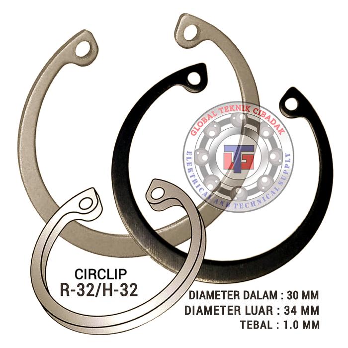Jual Snap Ring Tipe R32 / Circlip Internal Retaining Type R 32 / Snapring Tipe H32 - Kab ...