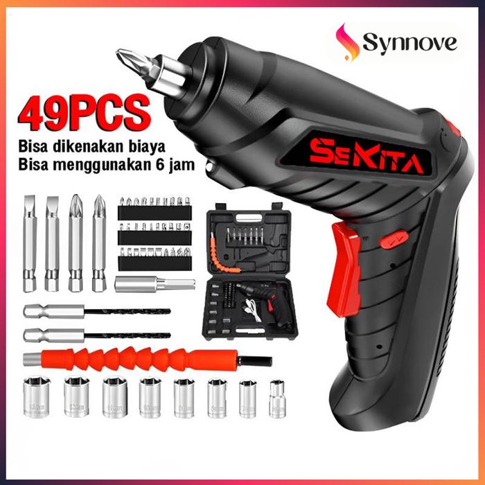 Jual Obeng Elektrik SET 49 In 1 Cordless Screwdriver 4.2 V Mesin Bor ...