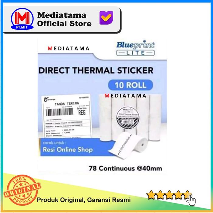 Jual Direct thermal sticker Kertas Label sticker Ukuran 78 continuous ...
