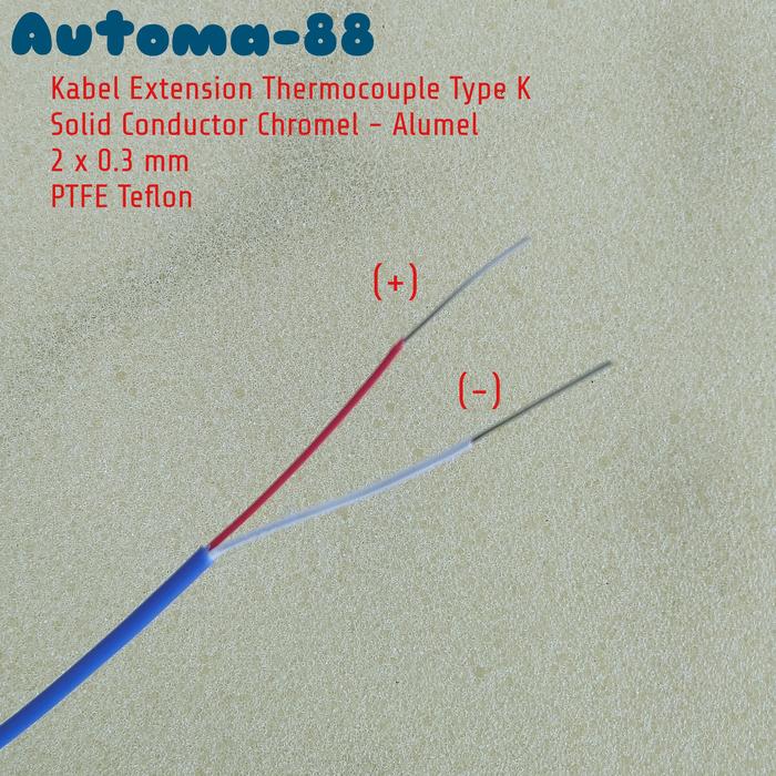 Jual Kabel Thermocouple Type-K wire 2 x 0.3mm Teflon PTFE Biru meteran ...