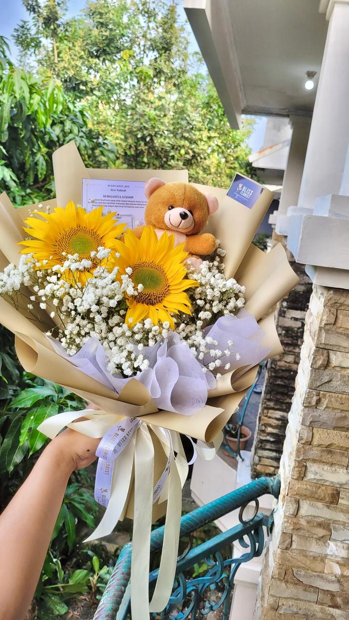 Jual buket bunga matahari + bucket bunga asli + bouqet wisuda bandung ...
