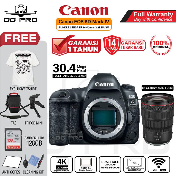 Jual Canon 5D IV Body Kit EF 24-70mm f2.8L II USM Lens f 2.8L - Camera DSLR - BODY ONLY, PAKET ...