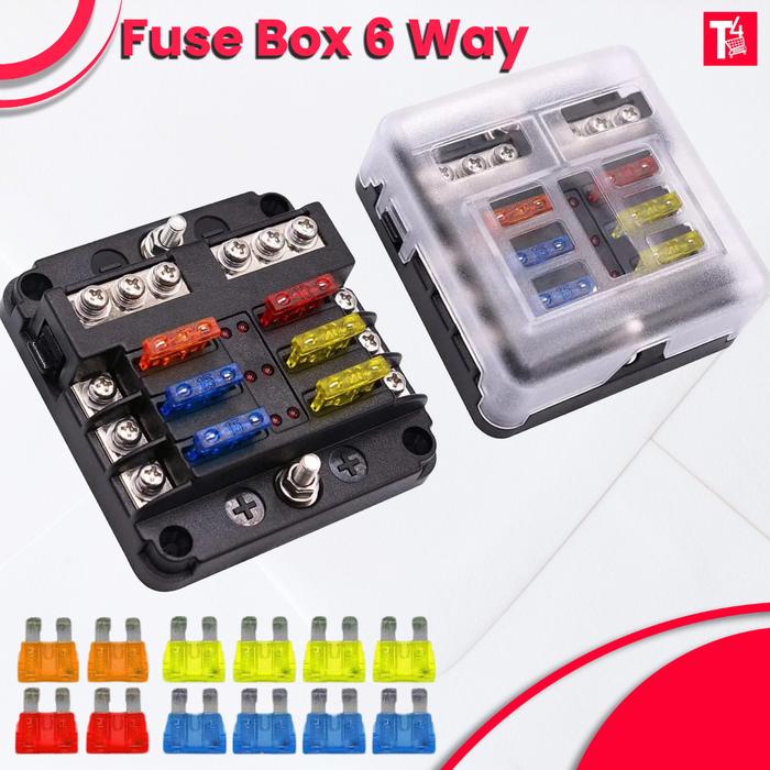 Jual Kotak Sekring 6 Output Fuse Box 6 Way Box Sikring Kendaraan Mobil ...