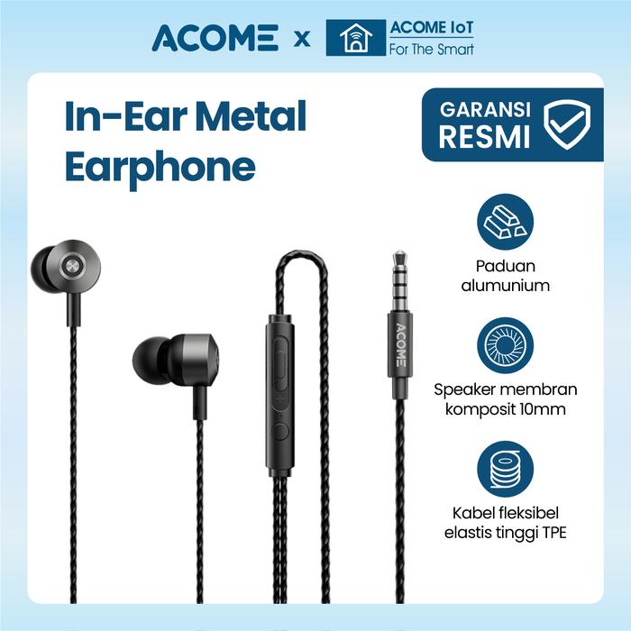 Promo ACOME Wired In Ear Metal Earphone AW09 / Headset Strong Material ...