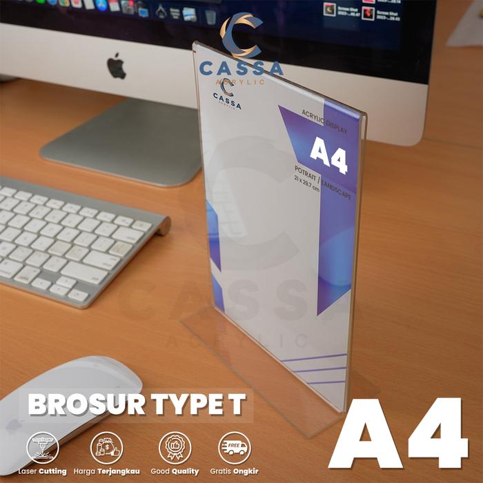 Jual TEMPAT BROSUR / TENT CARD AKRILIK DISPLAY 2 SISI A4 TEBAL 1.5MM ...