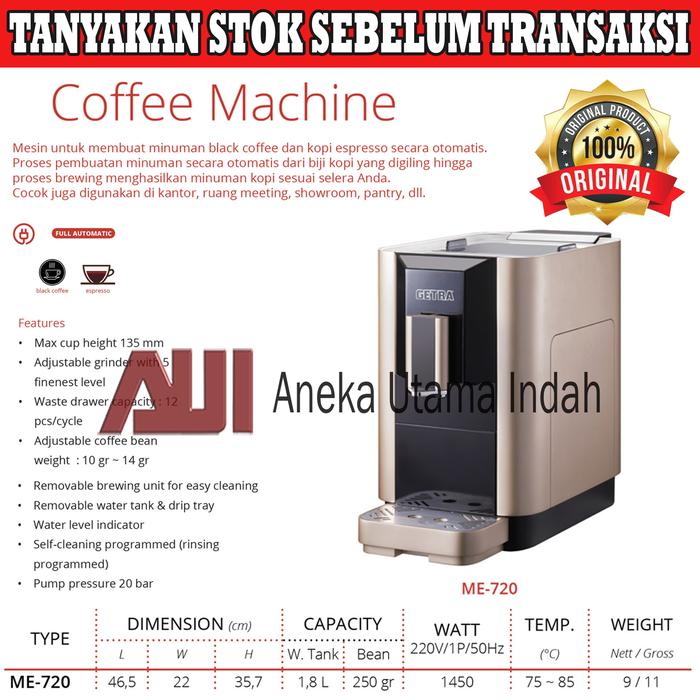 Jual Getra ME-720 Coffee Machine / Mesin Pembuat Kopi Hitam Atau Black ...