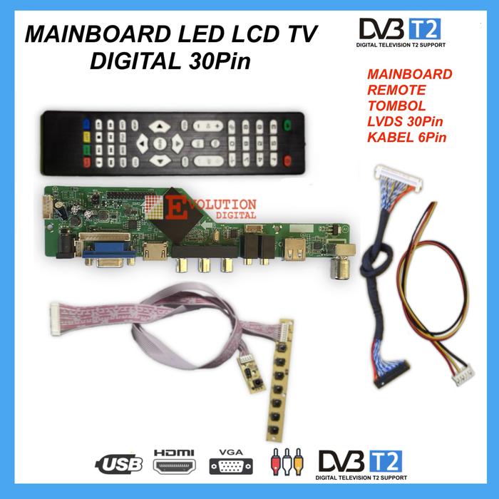 Jual Universal LED/LCD TV Board - Paket MB UNIT LVDS 30pin - Kab ...