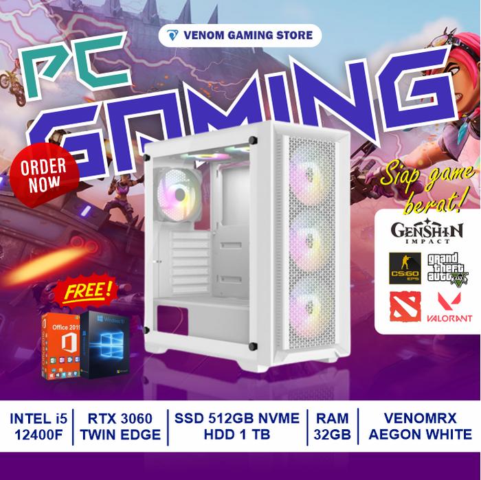 Jual Pc Gaming Fullset | Intel i5 12400F | RTX 3060 12GB | 512GB NVME ...