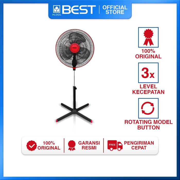 Jual Kipas Angin COSMOS 16-XDC Stand Fan, 16 Inch, 3 Speed Levels, Black, Rotating Model with ...