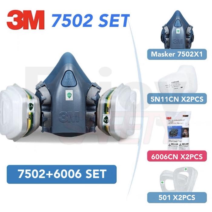 Jual 3M Masker 7502 Half Facepiece Reusable Respirator ORI Set 7502 ...