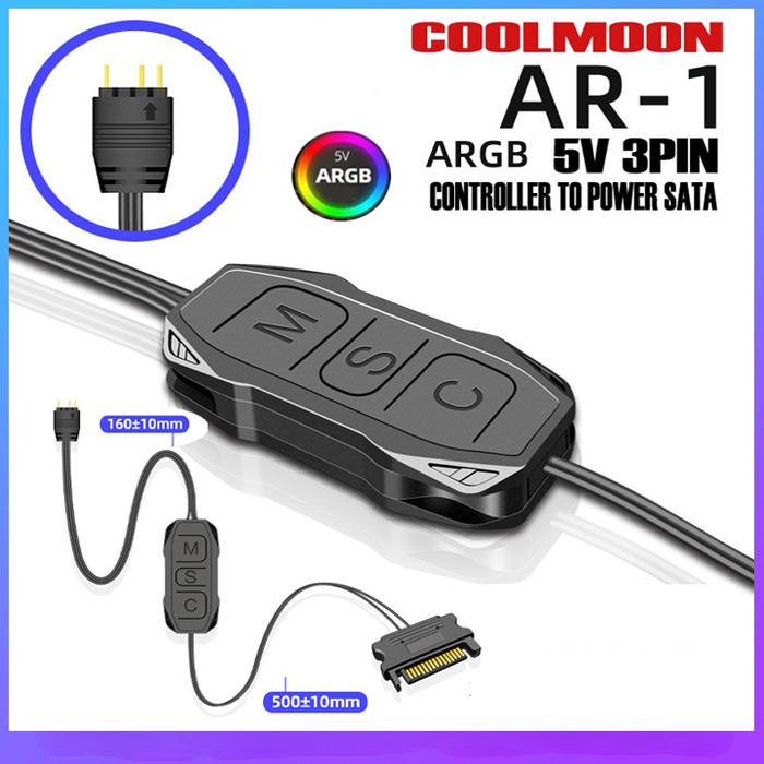 Jual COOLMOON ARGB controller 5V 3 pin POWER SATA mini RGB controller ...