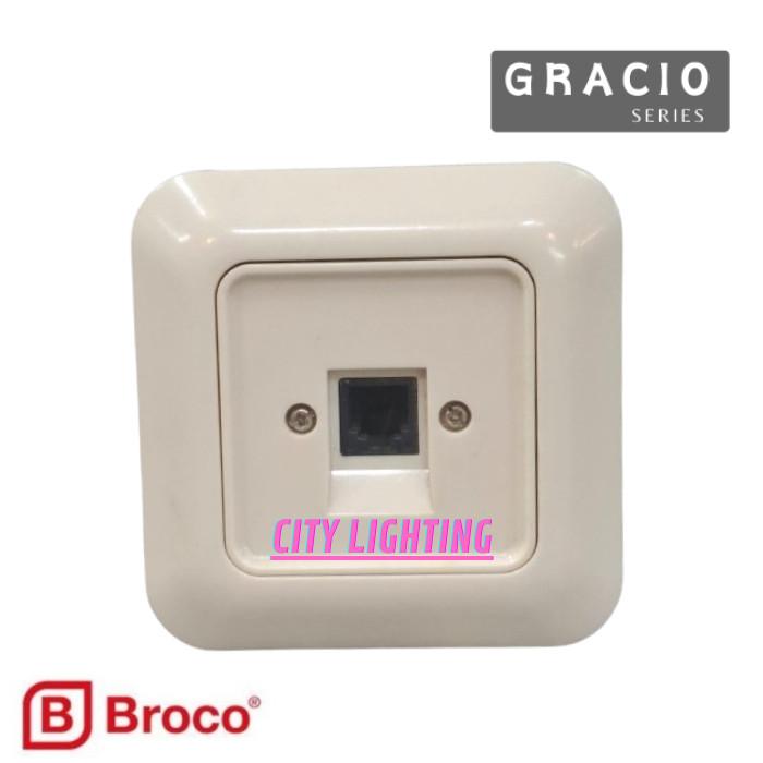 Jual Gracio Stop Kontak Socket/Outlet Telepon Broco 4171 Cream, Putih ...