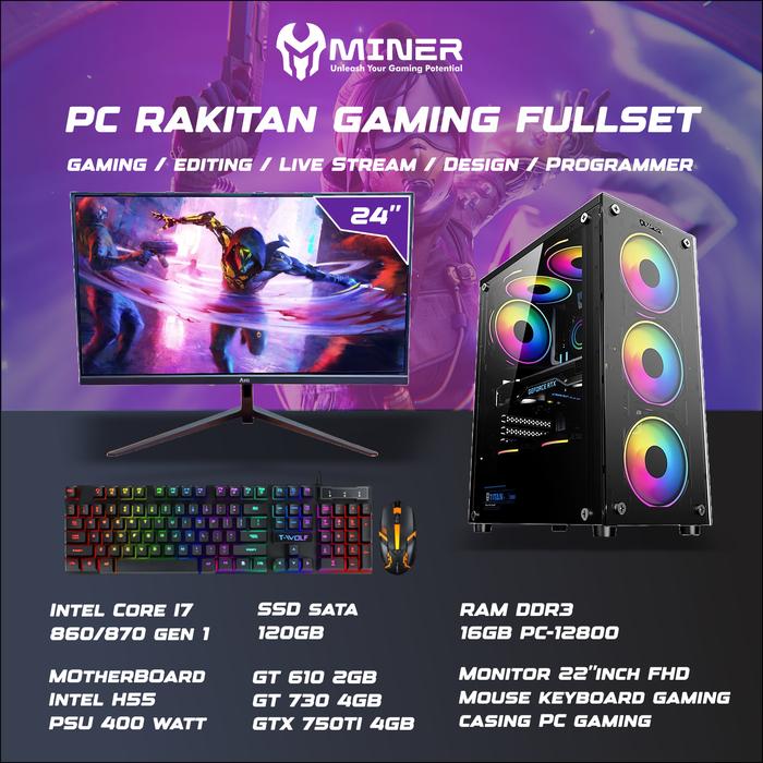 Promo PC Rakitan Gaming Fullset Intel Core I7 Ram 16GB SSD 120GB ...