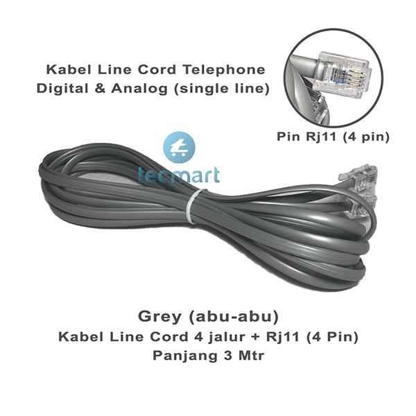Jual Kabel Line Telepon 2meter/ 3meter/ 5meter/ 10 meter isi 4 + Rj11 ...