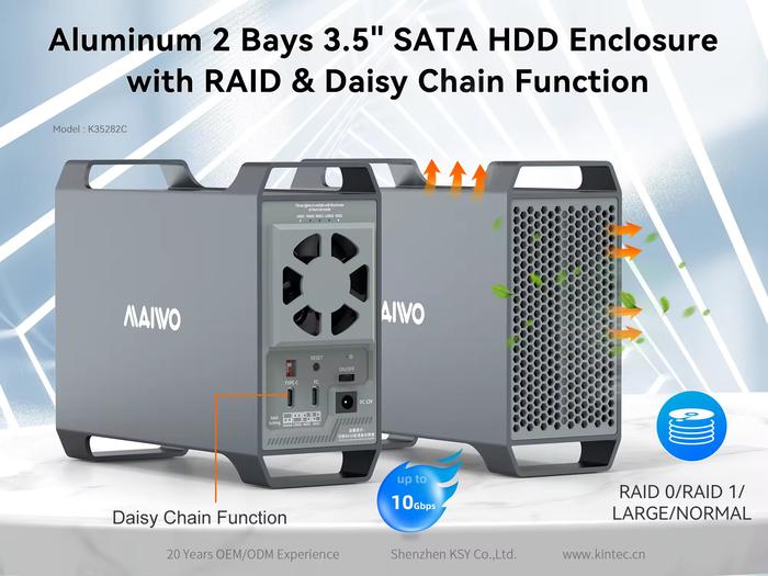 Jual MAIWO 2 Bays RAID Type C 3.5" SATA HDD SSD Enclosure Aluminum 3.5 ...