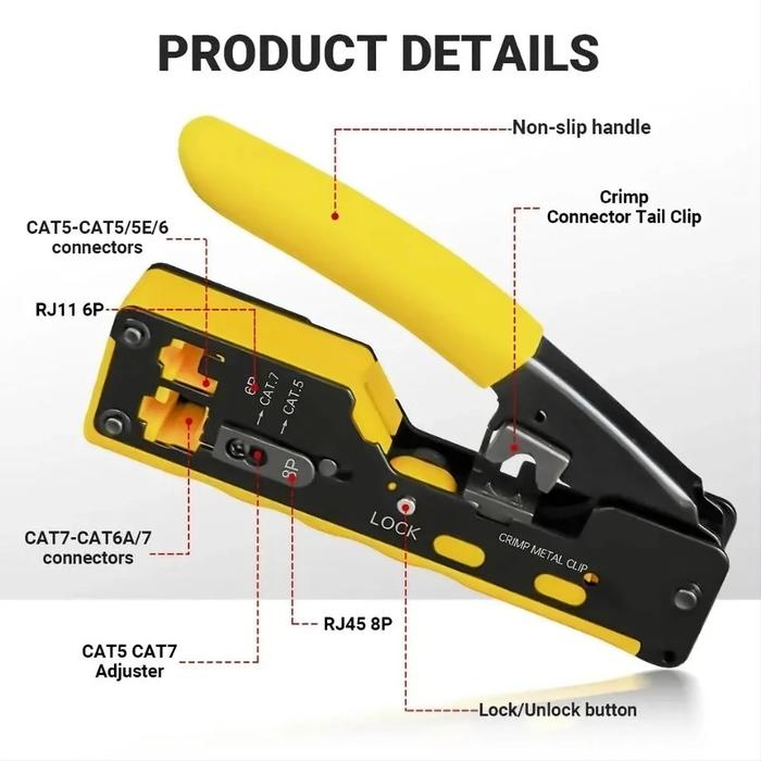 Jual Crimping tool RJ45 Tang Krimping RJ 45 Anti gagal Gaintech GT-350 ...