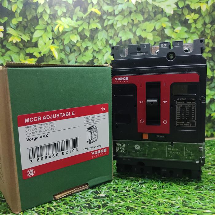 Jual MCCB Breaker adjustable VORGE VRX100F 3P 100A 80A 63A 50A 3Pole ...