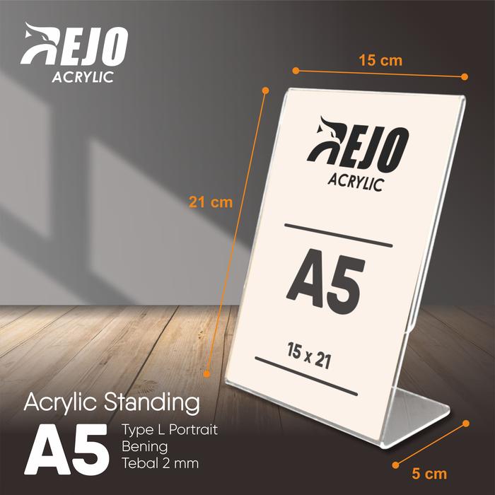 Jual Acrylic Display Standing A5 Tent Card Vertical akrilik meja ukuran ...