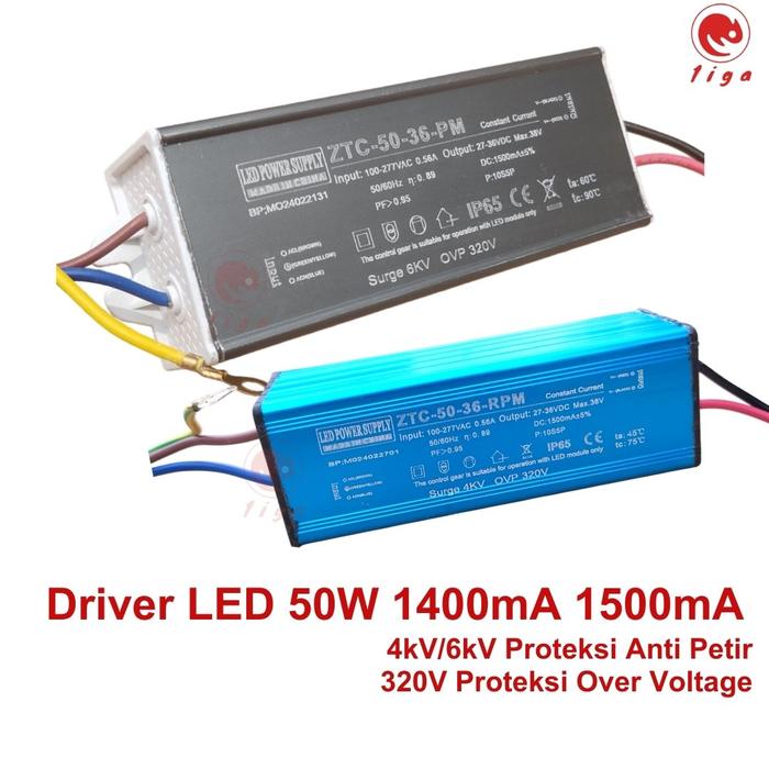 Promo LED Driver 50W 1400mA 4kV Surge -Trafo Ballast PJU Lampu Sorot 50 ...