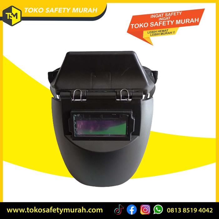 Jual Kedok Las / Helm Las / Topeng Las Kepala Putar + Kaca Alat Las ...
