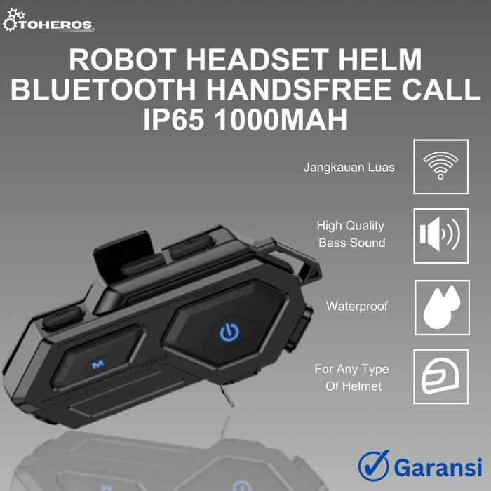 Jual Intercom Headset Helm Touring Bluetooth LED FM Radio IPX6 1000mAh ...