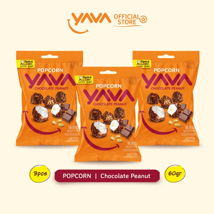 Promo YAVA Triple Pack Popcorn Chocolate Peanut (3 x 60g) - Jakarta ...