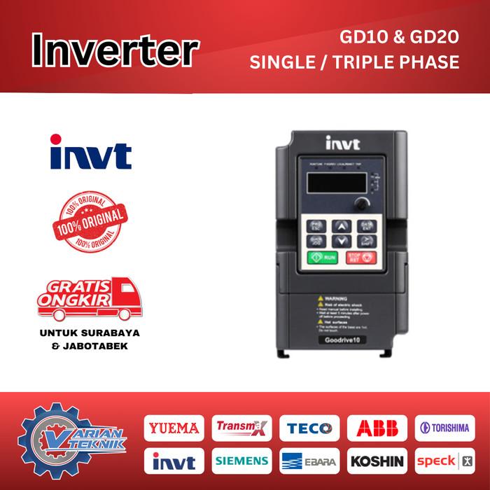 Promo Inverter INVT GD10 3 Phase 0,75KW/ 380V 2,5A GD10-0R7G-4-B Goodrive 10 Series Three Phase ...