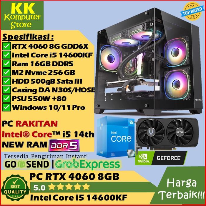 Jual pc rakitan gaming rtx 4060 8gb | intel core i5 14600k | ram 16gb ddr5 5600mhz [ pc editing ...