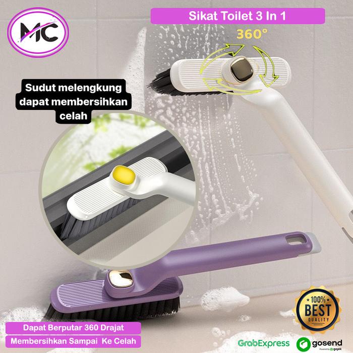 Jual Sikat Kamar Mandi Gagang Panjang 3 In 1 Sikat Pembersih Celah ...