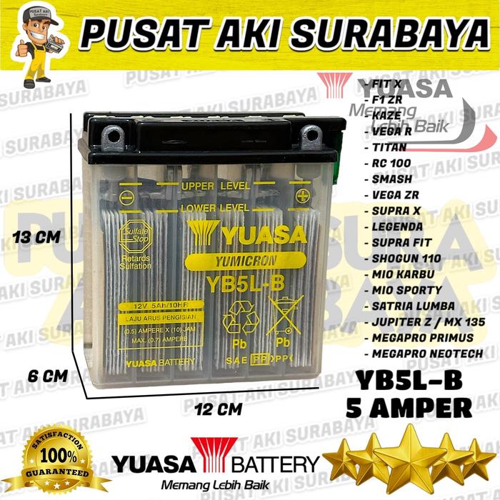 Jual YUASA YB5LB 5AH ACCU BASAH MOTOR ASTREA PRIMA GRAND SMASH TITAN SUPRA - Kota Surabaya ...