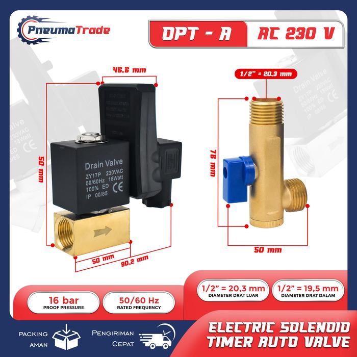 Promo 1/2" Electric Solenoid Valve Timer Auto Drain 16bar 230 vac Split ...