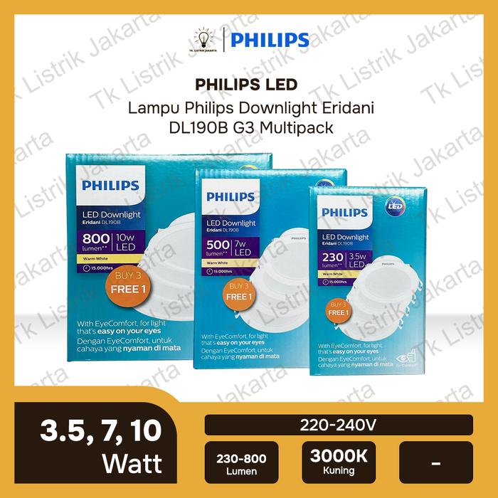 Promo Lampu Philips Downlight LED Eridani DL190B Multipack 3.5W 7W 10W ...