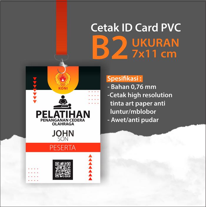 Jual CETAK ID CARD PANITIA B2 ATAU UKURAN 11x7 CM BAHAN PVC ANTI LUNTUR DAN MBLOBOR - Kab ...