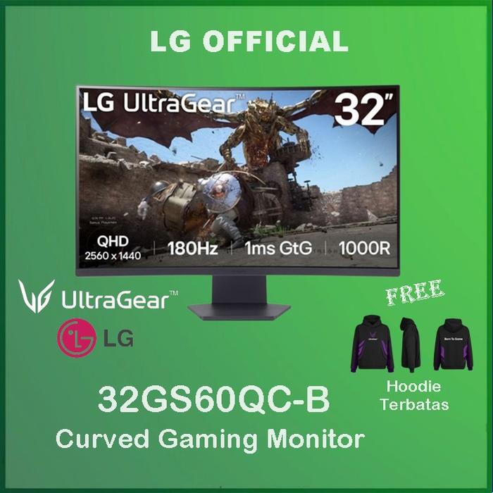 Promo Monitor LG UltraGear 32GS60QC-B 32" QHD Curved Gaming Monitor AMD FreeSync 1ms 180Hz Cicil ...