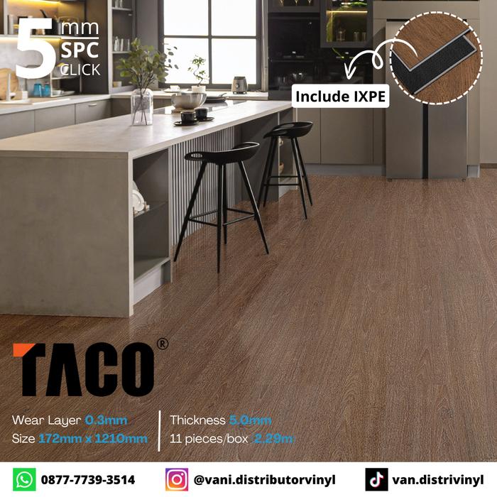 Jual SPC Flooring 5mm Click Lantai TACO Include IXPE Volume 2,29m2/Box ...