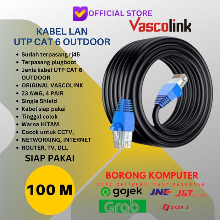 Promo KABEL LAN UTP CAT 6 OUTDOOR 100 METER VASCOLINK CAT6 100M SIAP ...