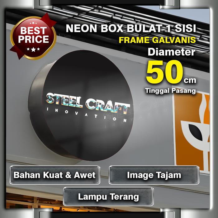 Jual Neon Box Bulat 1 Muka 50cm Frame Galvanis Tinggal Pasang by ...