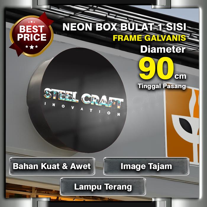 Jual Neon Box Bulat 1 Muka 90cm Frame Galvanis Tinggal Pasang by ...