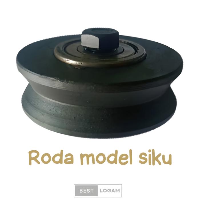 Jual Roda pagar pintu gerbang super black 10cm besi as roda only - rell ...
