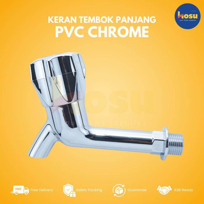 Promo Kran Air Tembok Panjang PVC Chrome 1/2" Inch / Kran Tembok ...