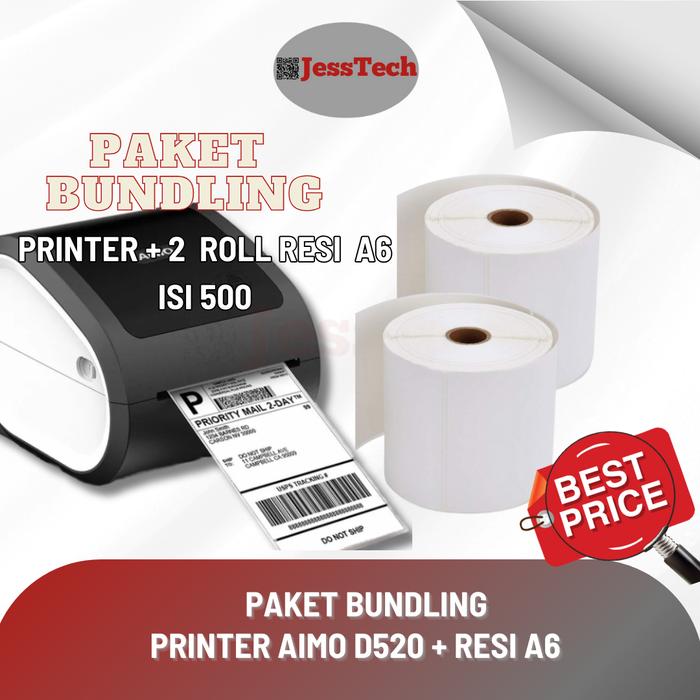 Jual AIMO D520 Barcode Label Printer Thermal Printer Resi Sticker ...