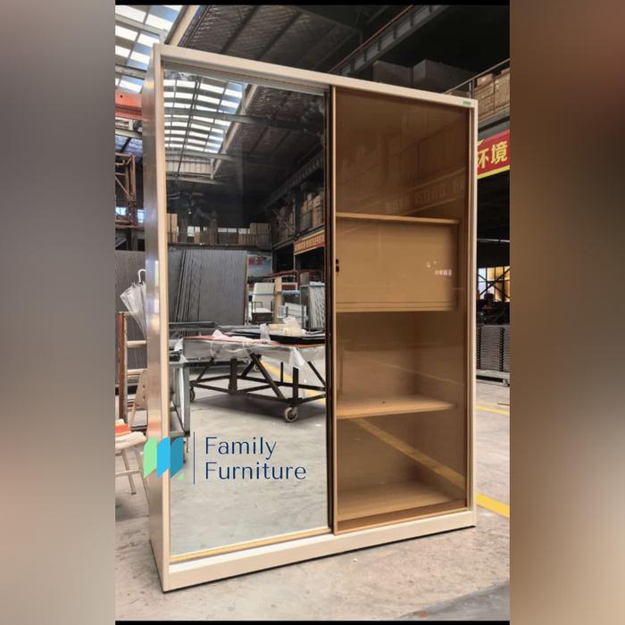 Jual Lemari Pakaian Plat Besi Sliding Komninasi Pintu Cermin Dan Pintu ...