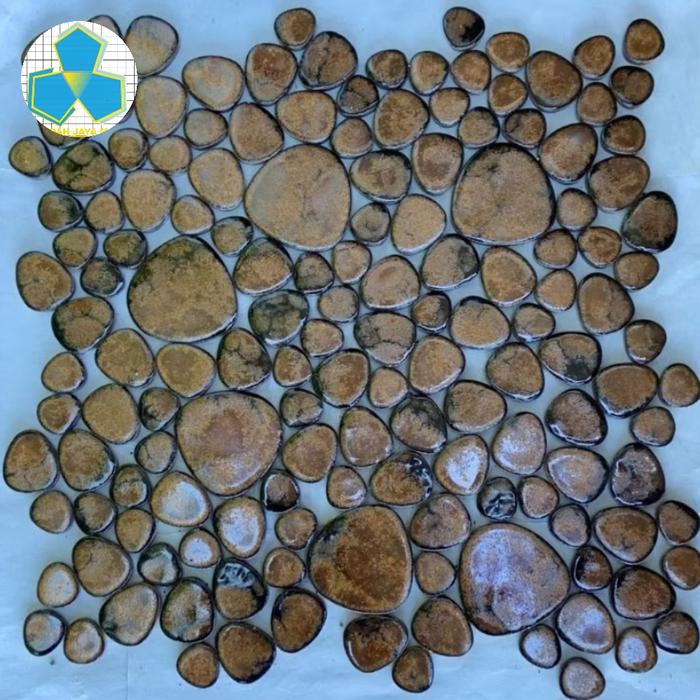 Jual keramik mozaik model batu | mosaic lantai dinding batu - dark gold ...