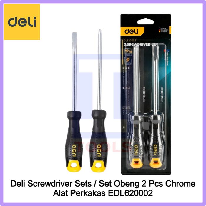 Jual Deli Screwdriver Sets / Set Obeng 2 Pcs Chrome Alat Perkakas ...