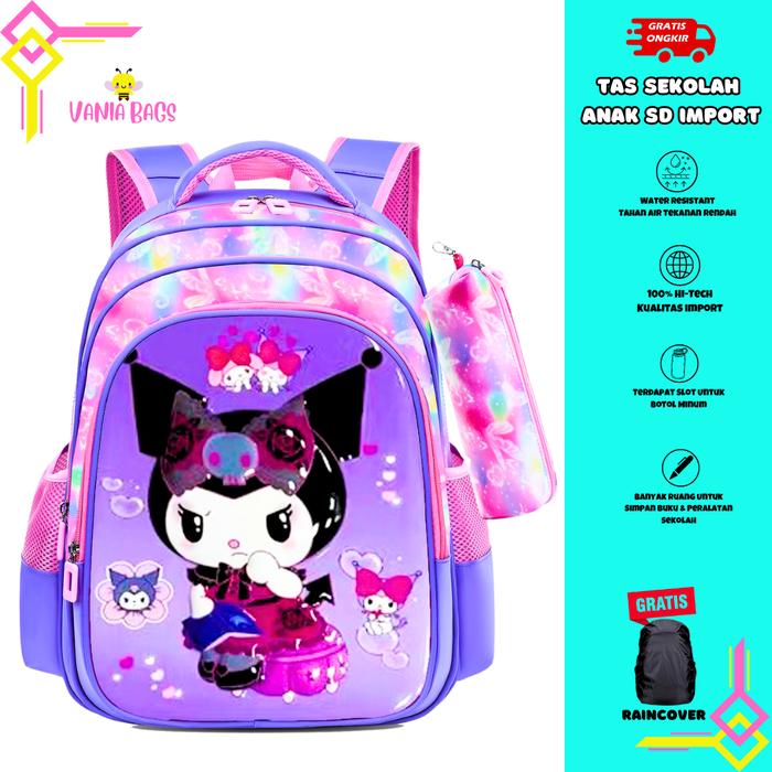 Jual tas sekolah anak perempuan sd besar gambar kuromi timbul 3d waterproof - KUROMI RAME-U ...