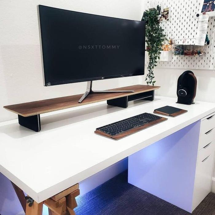 Jual Desk shelf meja kayu jati asli perhutani stand monitor komputer ...