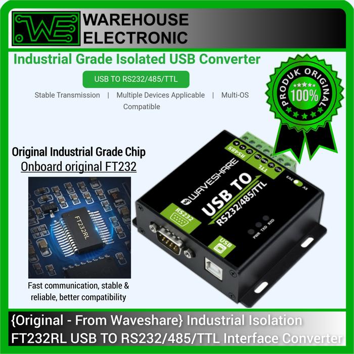 Jual Konverter USB To RS232 RS485 TTL Isolated Converter Industrial - ORIGINAL Waveshare - Kota ...