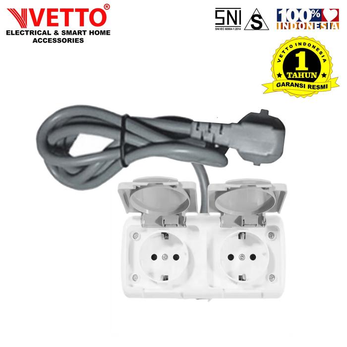 Promo VETTO Stop Kontak Outbow 2L/5M Abu Abu Weatherproof Outdoor - 2 ...
